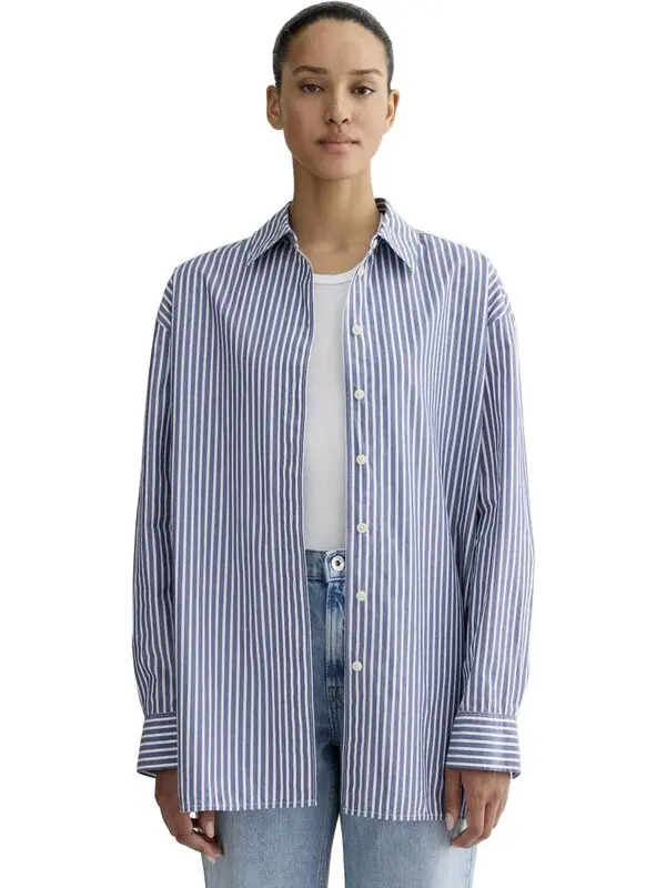 Everlane Boyfriend Shirt - Bone/mazarine Blue