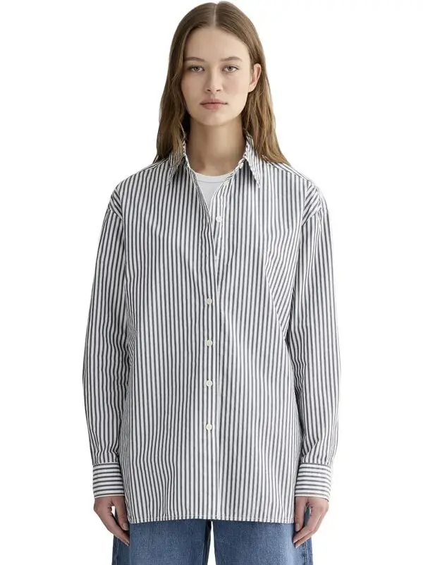 Everlane Boyfriend Shirt, Ultrasoft Cotton - Optic White / Black