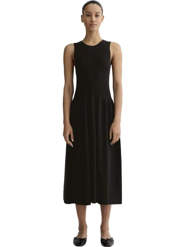 Everlane Knit Crew Neck Midi Dress - Black