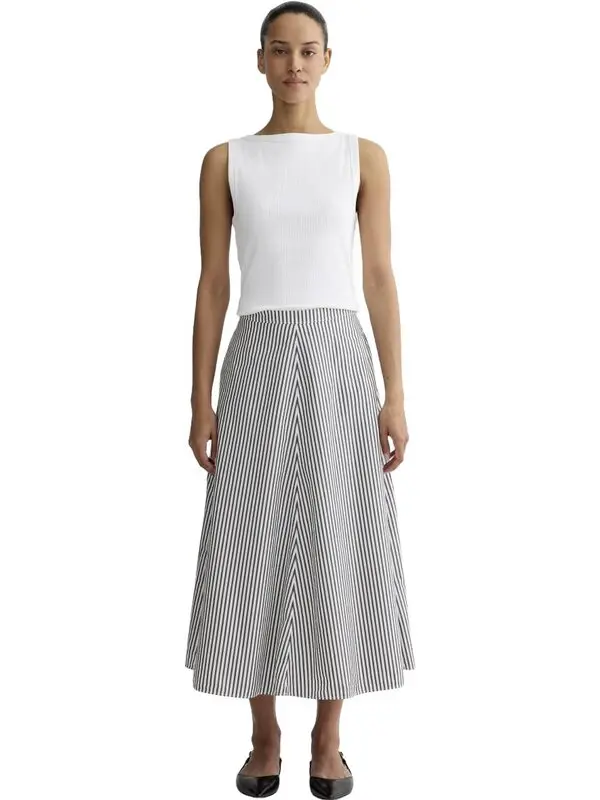 Everlane Midi Skirt In Ultrasoft Cotton - Optic White / Black