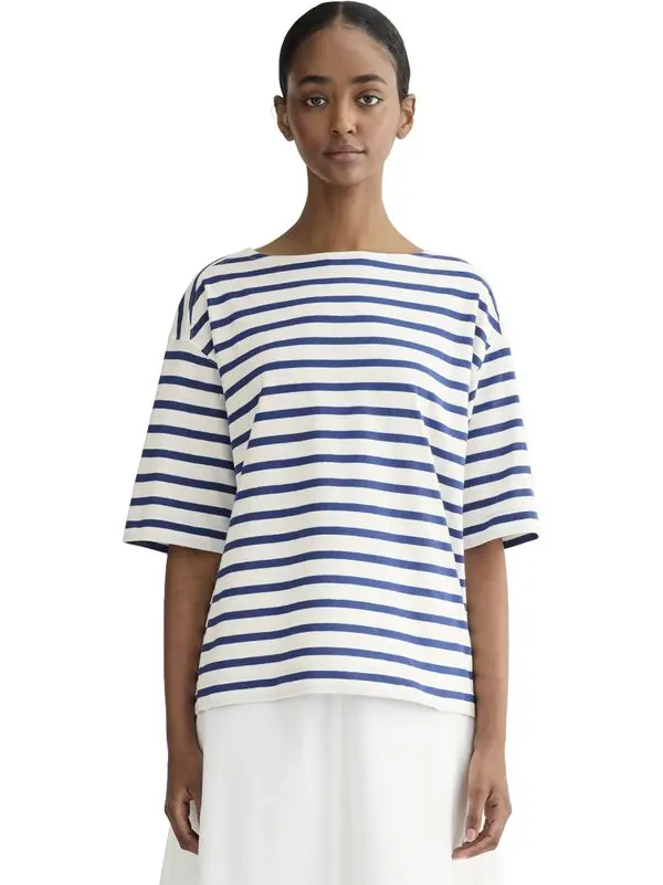 Everlane Mariner Oversized T-shirt - Bone/mazarine Blue