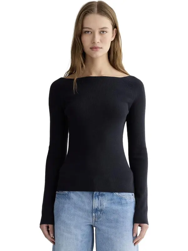 Everlane Knit Boatneck Top - Navy