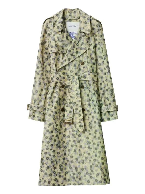 Burberry Long Daisy-print Trench Coat - Neutrals