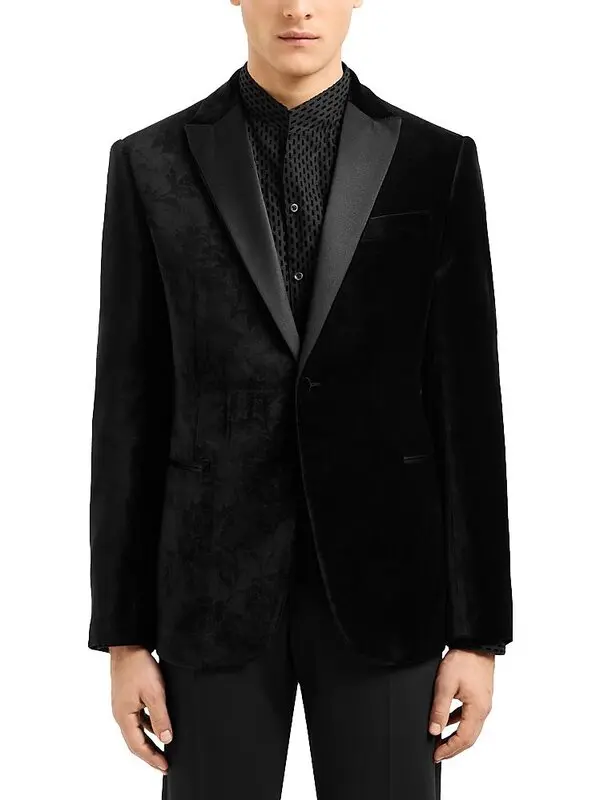 Emporio Armani Slim Fit Embossed Velvet Dinner Jacket - Black Beauty