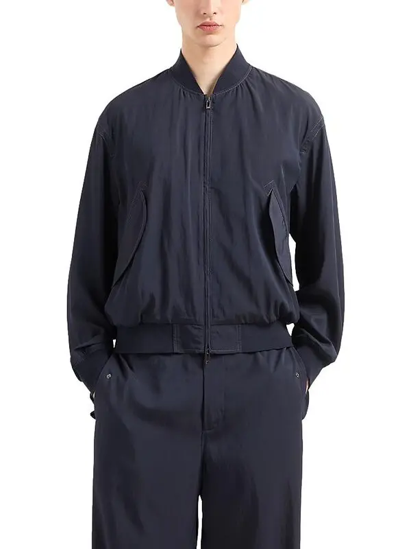 Emporio Armani Regular Fit Bomber Jacket - Navy Blue