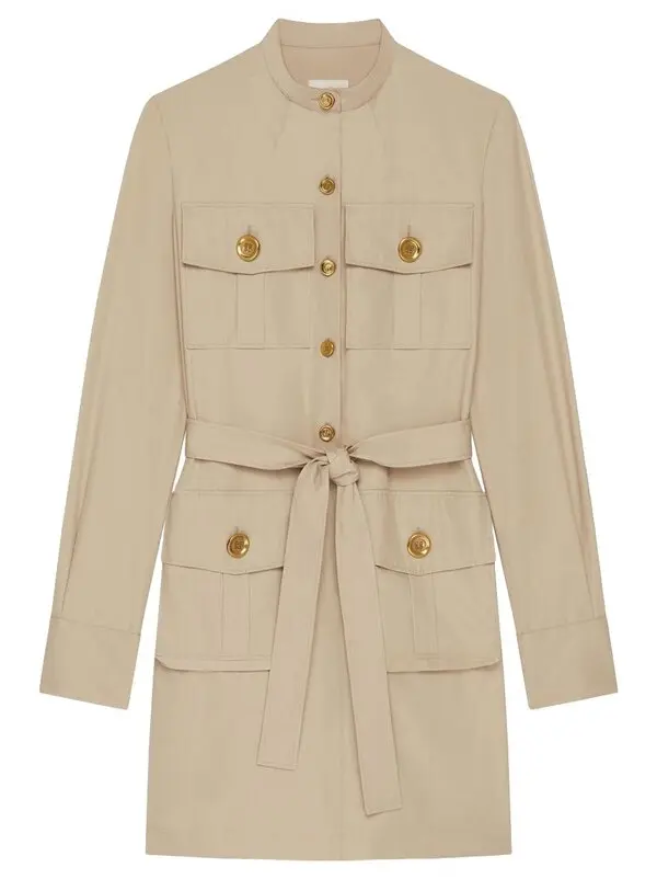 Givenchy Cotton Poplin Mini Shirt Dress - Beige