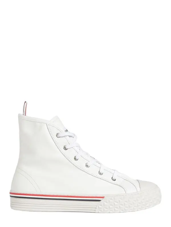 Thom Browne Collegiate Leather High-top Sneakers - White