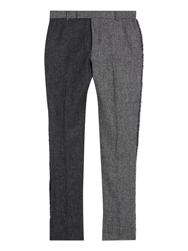 Thom Browne Tapered Two-tone Wool-tweed Pants - Dark Gray