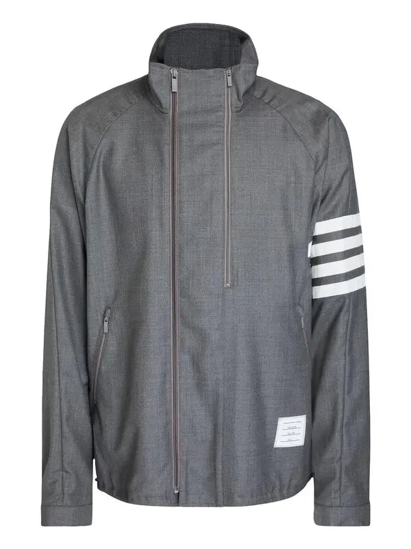 Thom Browne Striped Wool-twill Jacket - Gray