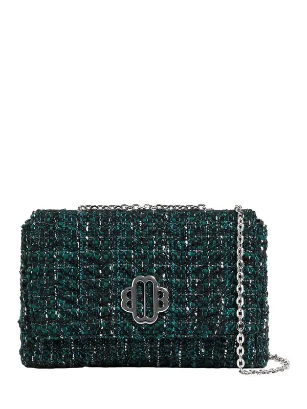 Maje Tweed Shoulder Bag - Emerald