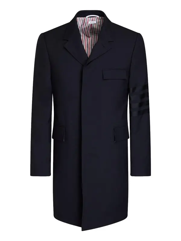 Thom Browne Striped Wool Coat - Navy