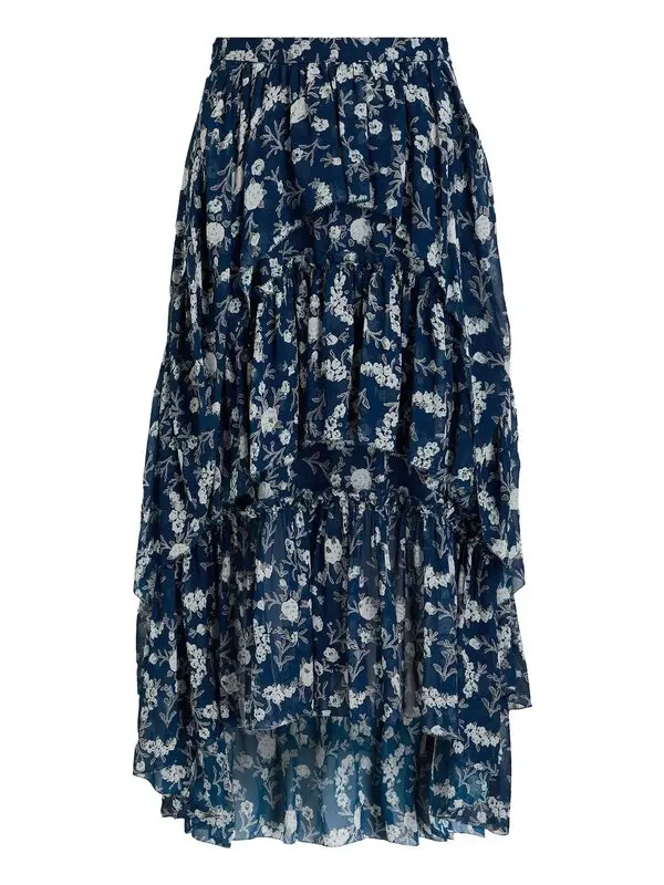 Ulla Johnson Marilyn Floral-print Silk-georgette Midi Skirt - Midnight Blue