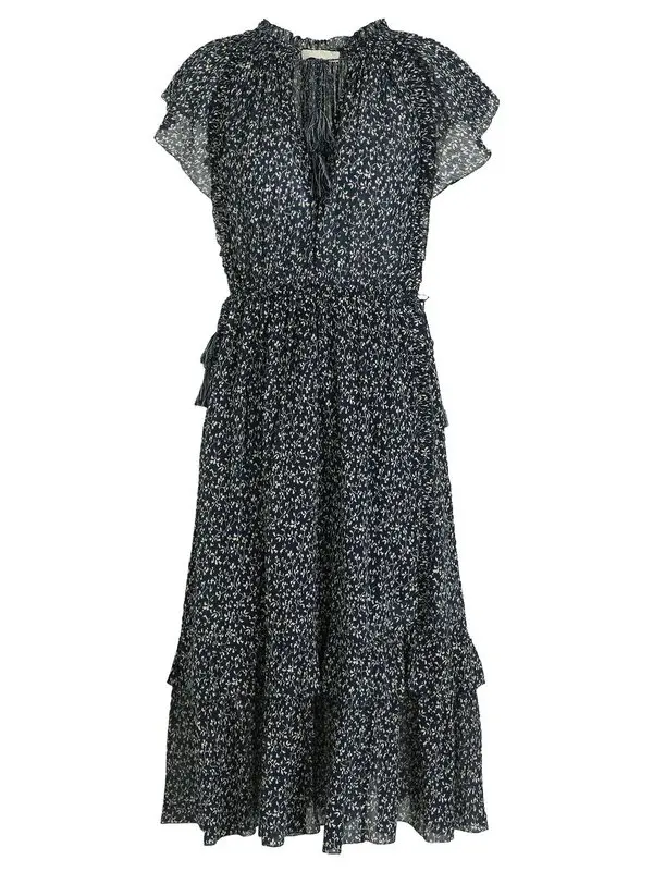 Ulla Johnson Anja Floral-print Cotton-crepon Midi Dress - Midnight Blue