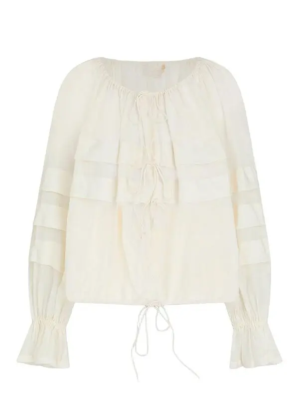 Ulla Johnson Cora Cotton And Silk-blend Voile Blouse - Ivory