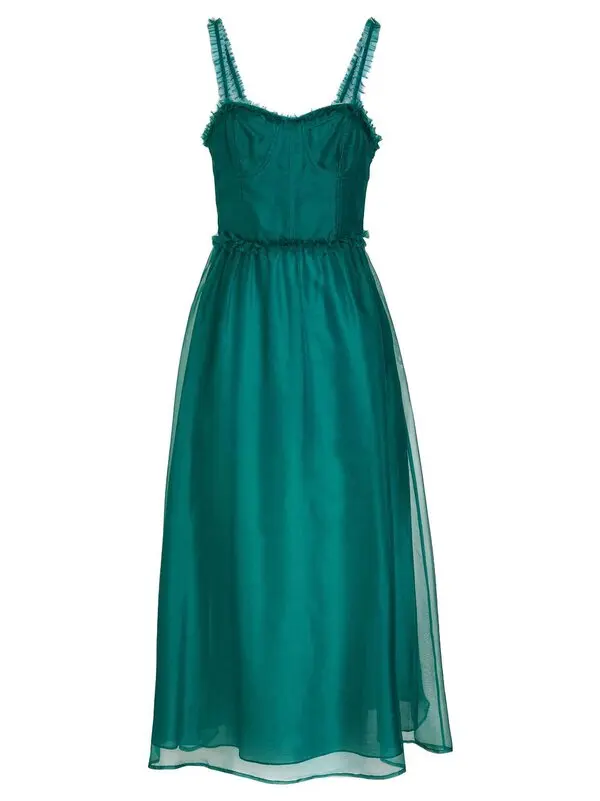 Ulla Johnson Gisele Ruffled Silk-organza Midi Dress - Emerald