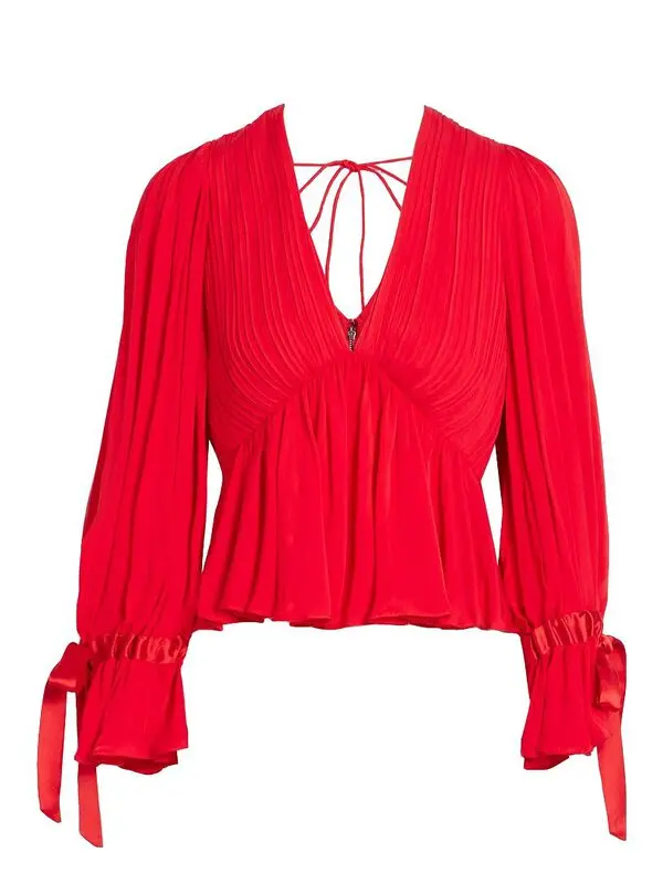 Alice + Olivia Clarissa Pleated Blouse - Red