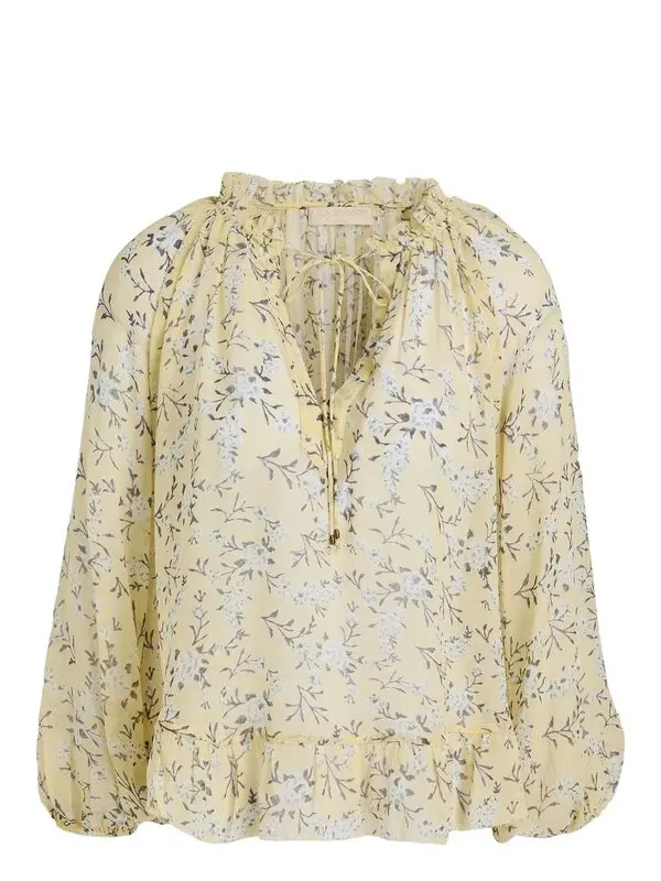 Ulla Johnson Rosine Floral-print Silk-georgette Blouse - Pastel Yellow