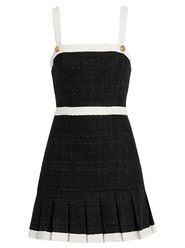 Alice + Olivia Two-tone Tweed Mini Dress - Black