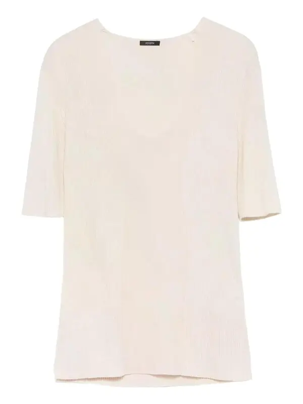 JOSEPH Merino Ribbed T-shirt - Neutrals