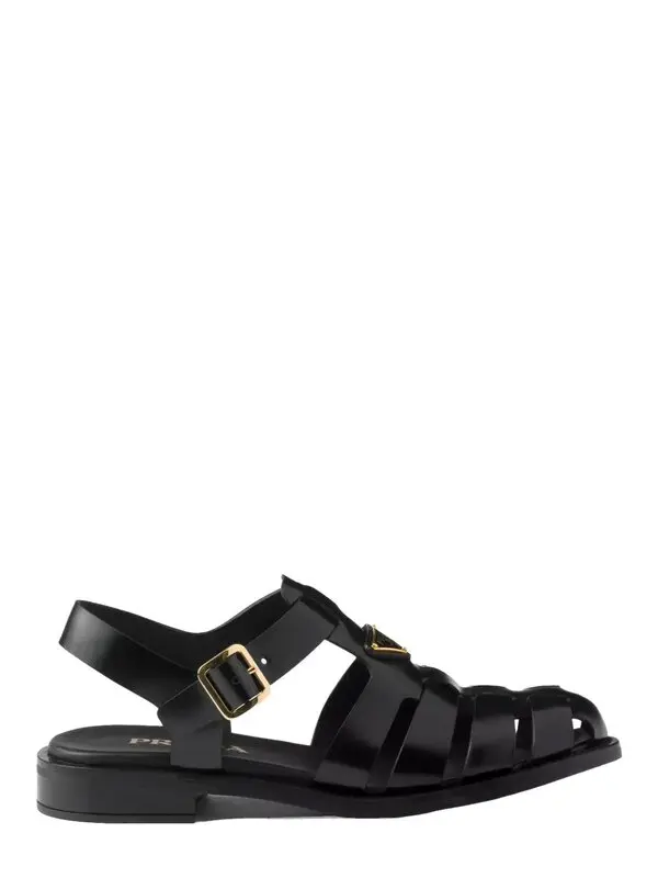 Prada Leather Fisherman Sandals - Black