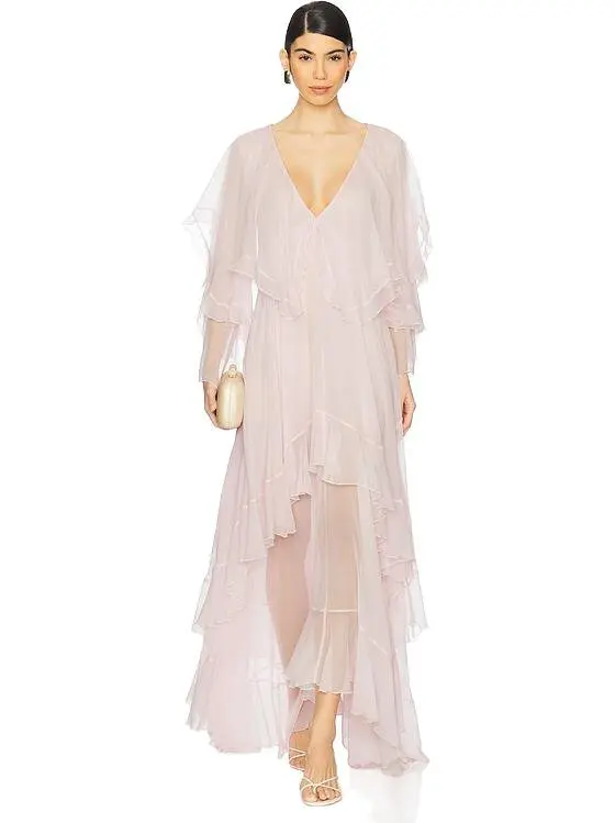 LoveShackFancy Collia Maxi Dress - Pale Pink