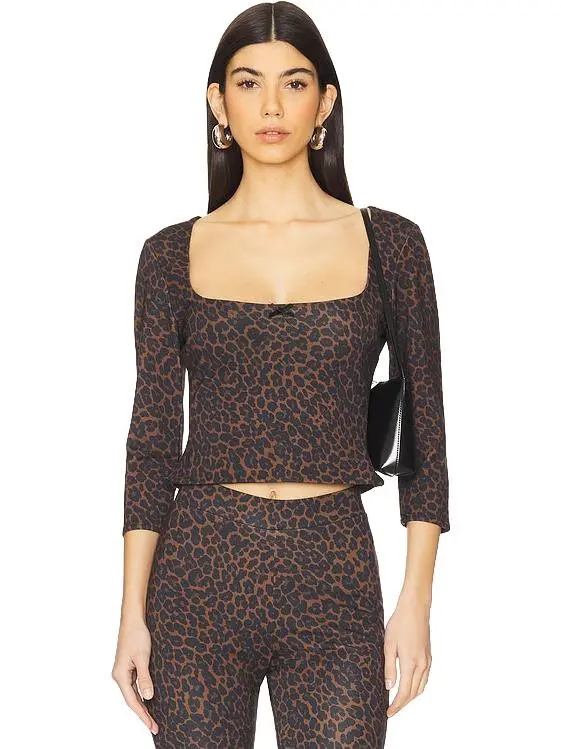 GUIZIO X Nea Printed Top - Leopard Ombre
