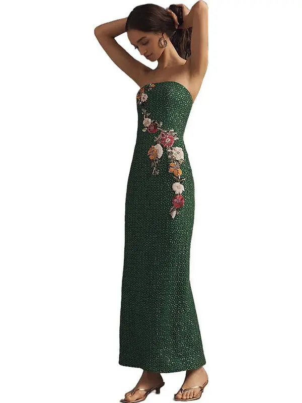 HELSI Silvia Strapless Sequin Midi Dress - Green