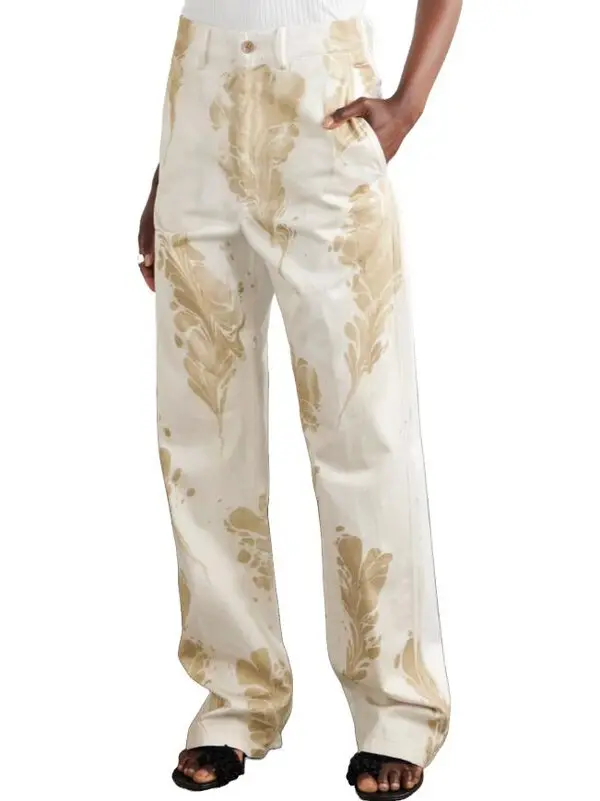 Dries Van Noten Floral-print Cotton Straight-leg Pants - White