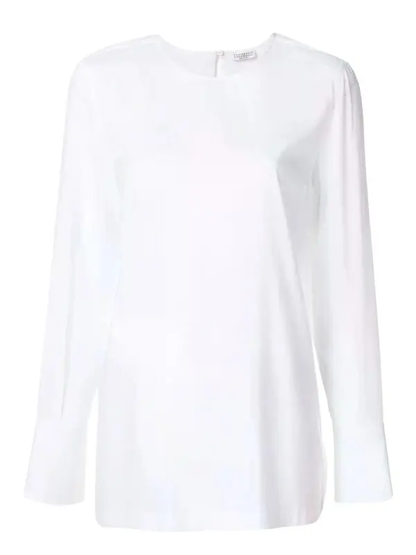 Brunello Cucinelli Silk-blend Wide Cuff Blouse - White