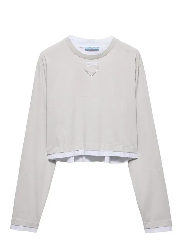 Prada Long-sleeved Jersey T-shirt - Grey
