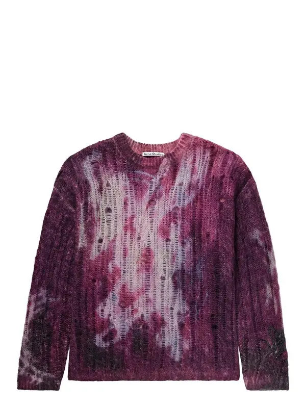 Acne Studios Tie-dyed Distressed Knitted Sweater - Pink
