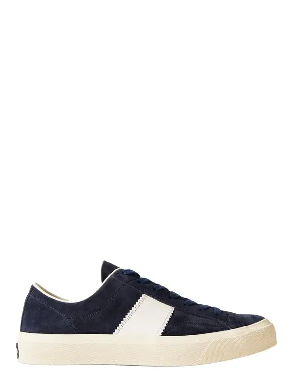 TOM FORD Cambridge Leather-trimmed Suede Sneakers - Blue