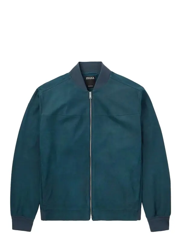 Zegna Nubuck Bomber Jacket - Blue