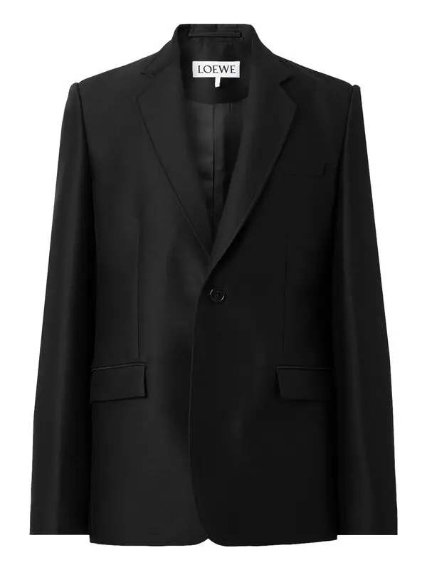 Loewe Grain De Poudre Wool And Silk-blend Blazer - Black