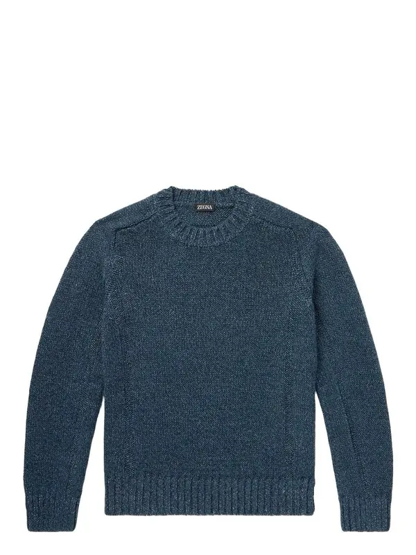 Zegna Cashmere, Linen, And Cotton-blend Sweater - Blue
