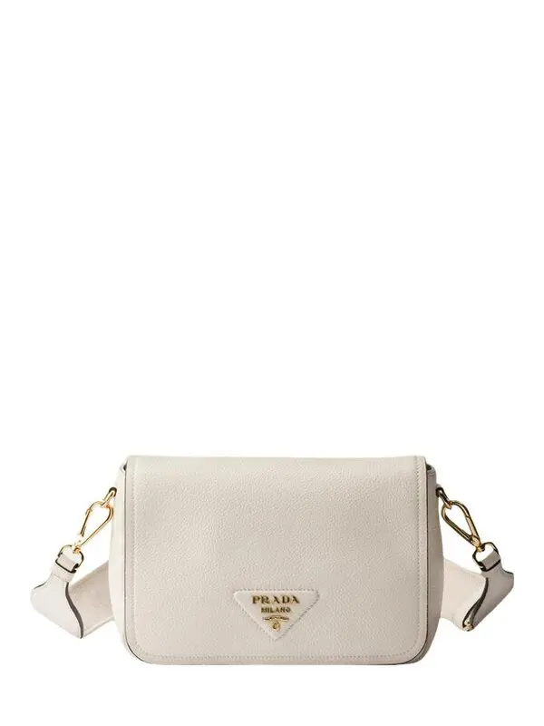 Prada Daino Leather Crossbody Bag - Bianco
