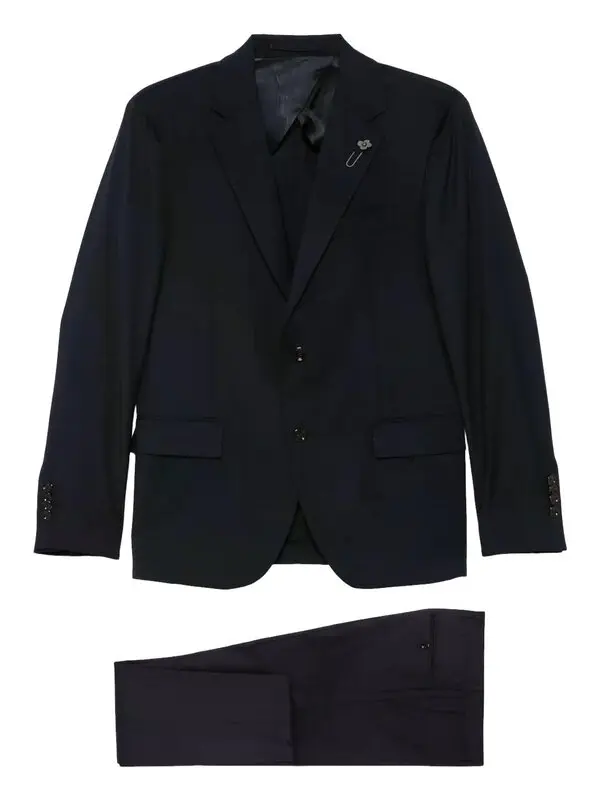 LARDINI Brooch-detail Suit - Blue
