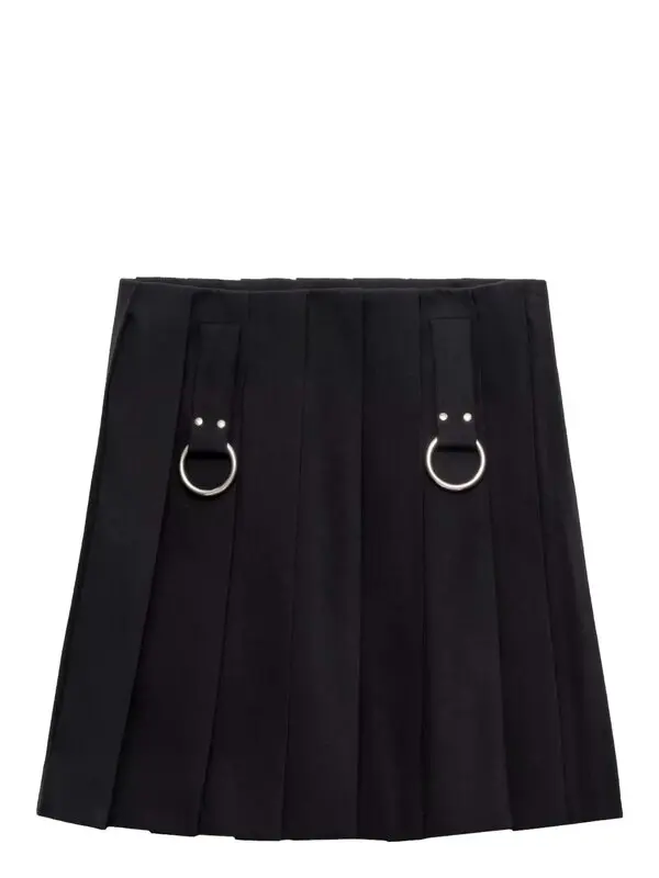 Prada Pleated Gabardine Mini Skirt With Ring Embellishment - Blue
