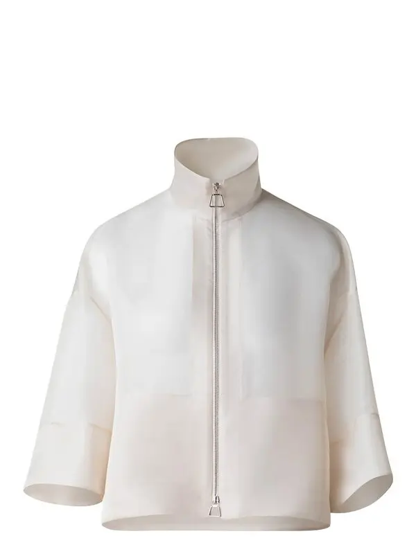 Akris Philia Panama Silk Jacket - Greige