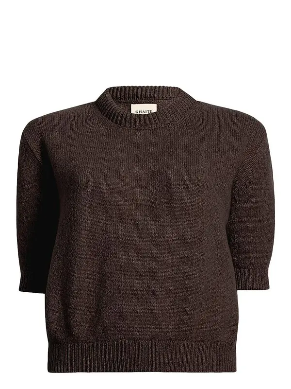 Khaite Davin Short-sleeve Cashmere Sweater - Coffee