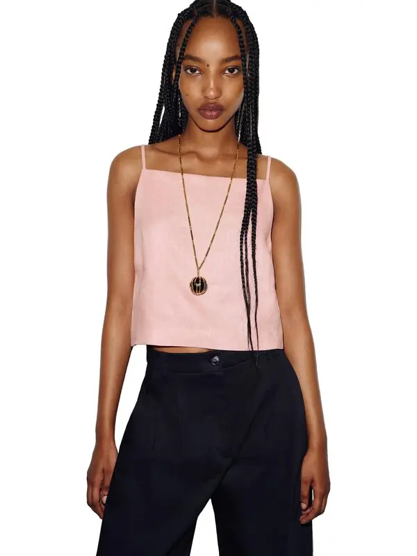 REFORMATION Kerri Linen Top - Pink