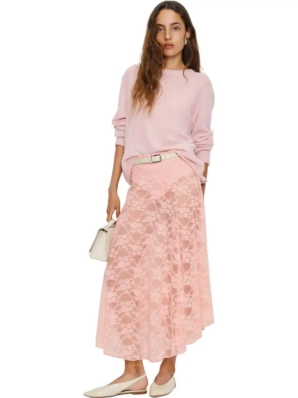 REFORMATION Mirabelle Knit Midi Skirt - Pink
