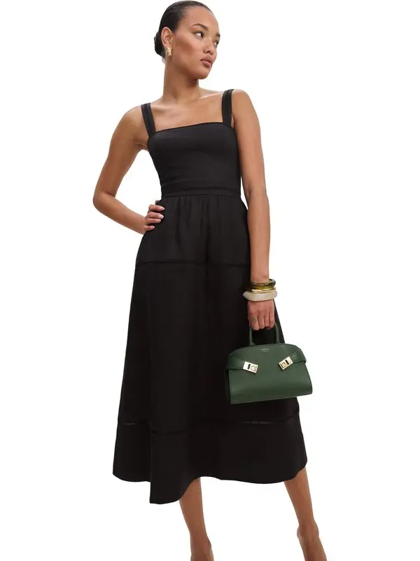 REFORMATION Everett Linen Midi Dress - Black