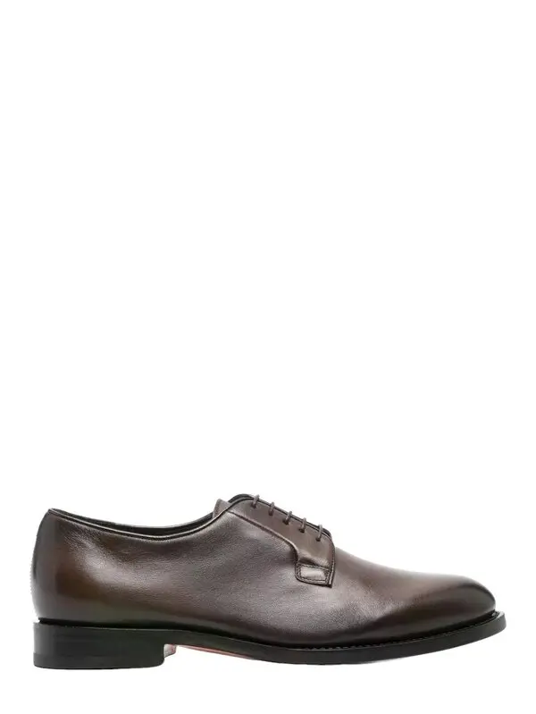 Santoni Leather Derby Shoes - Brown