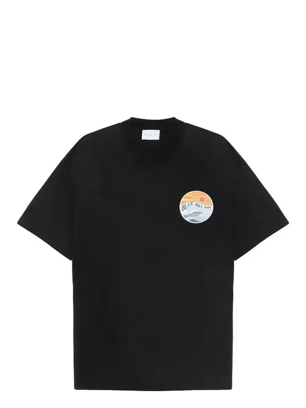 BLUE SKY INN Great Wave-patch T-shirt - Black