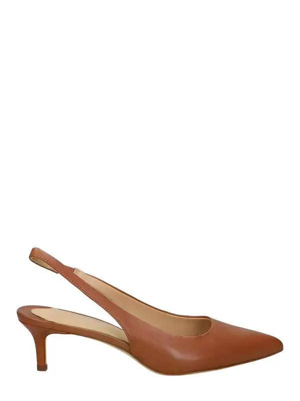 Ralph Lauren 50mm Leather Slingback Pumps - Brown