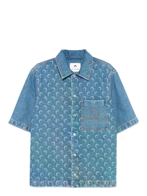 MARINE SERRE Moon Laser Denim Shirt - Blue