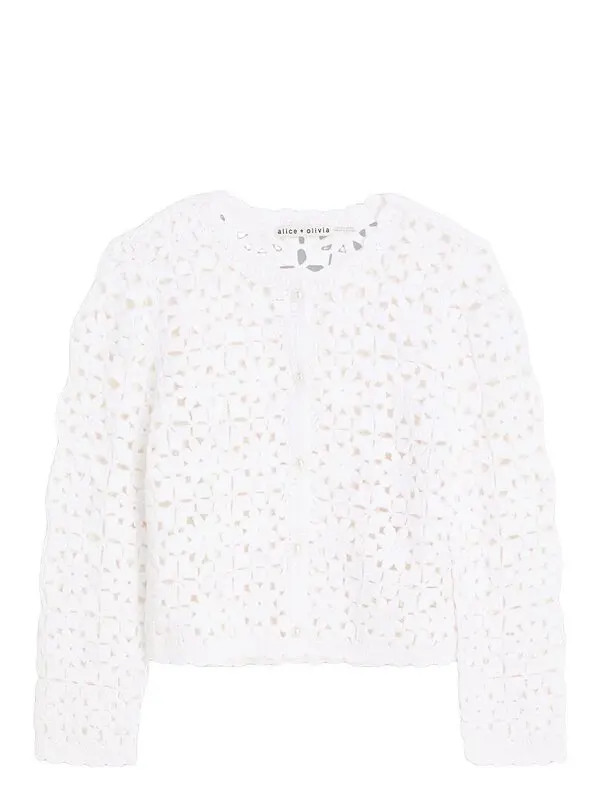 Alice + Olivia Anderson Cropped Cardigan - White