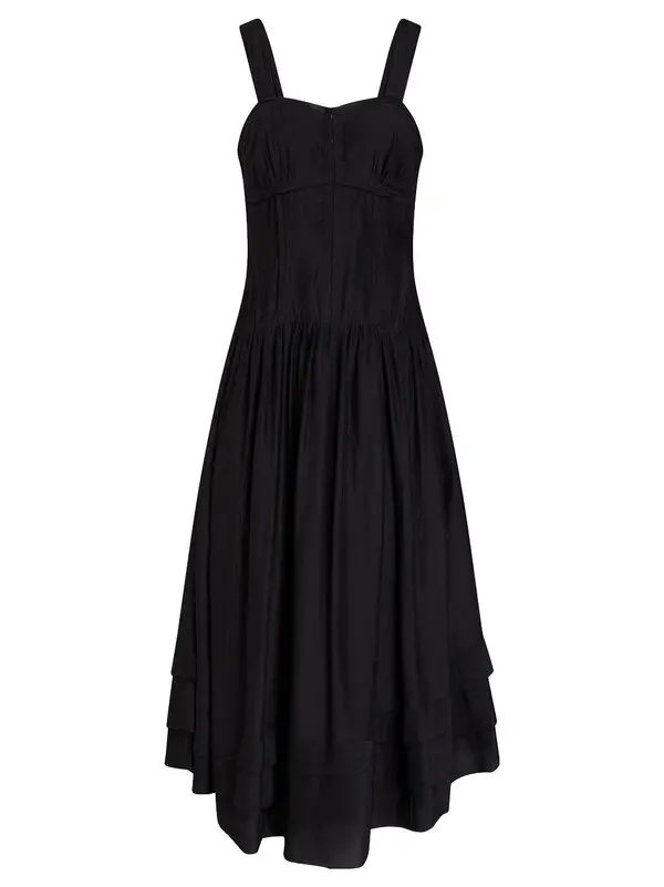 Ulla Johnson Faye Cotton And Silk-blend Voile Midi Dress - Black