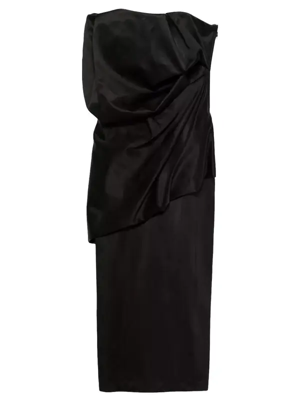ALMAZ Draped Midi Dress - Black